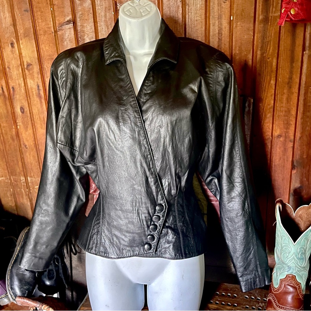 Wilson’s 80s 90s Puff Sleeve Power Shoulder Leather J… - Gem